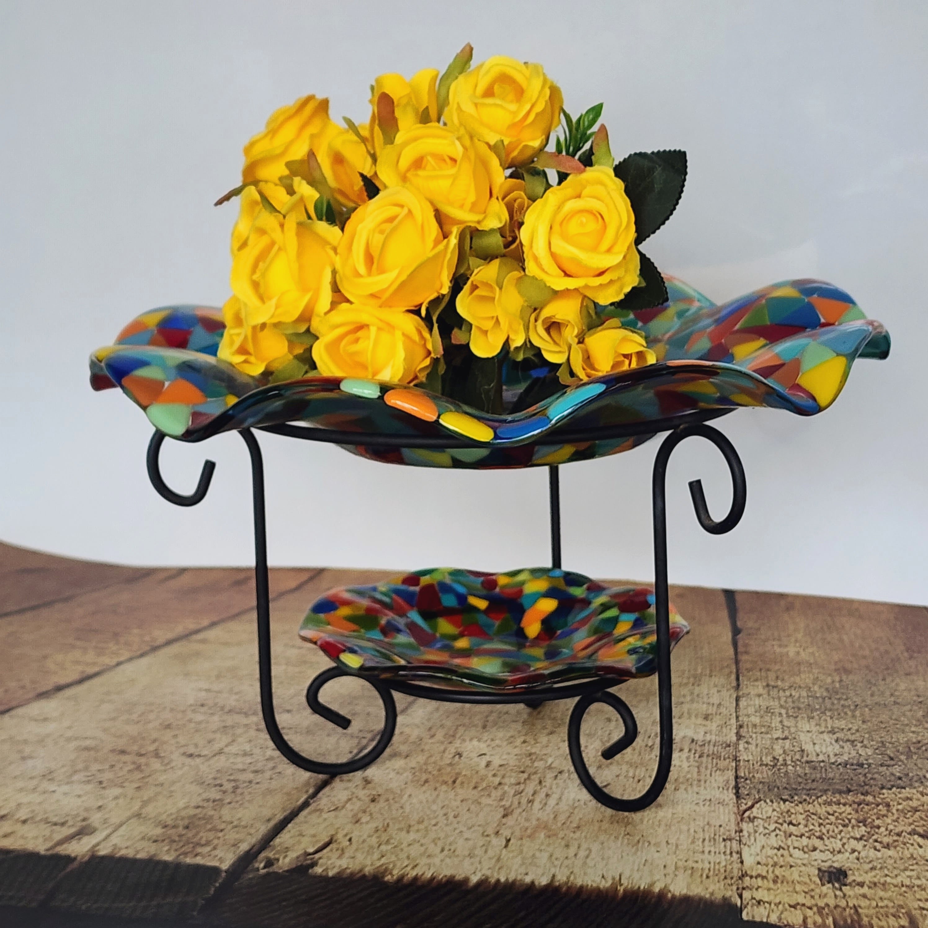 Glass Centerpiece for Dining Table, Rainbow Glass Bowl, Coffee Table ...