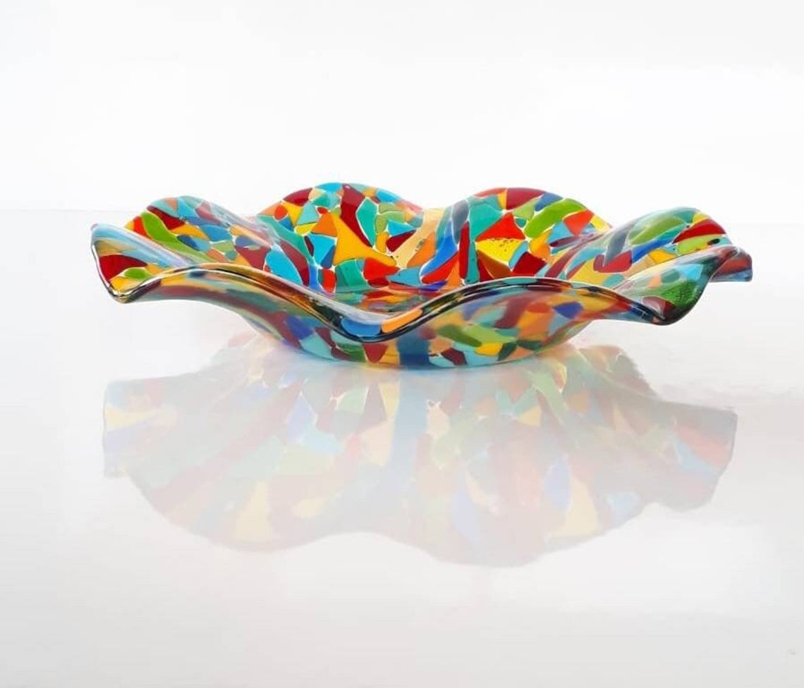 Fused Glass Rainbow Centerpiece Fused Glass Table Art - Etsy
