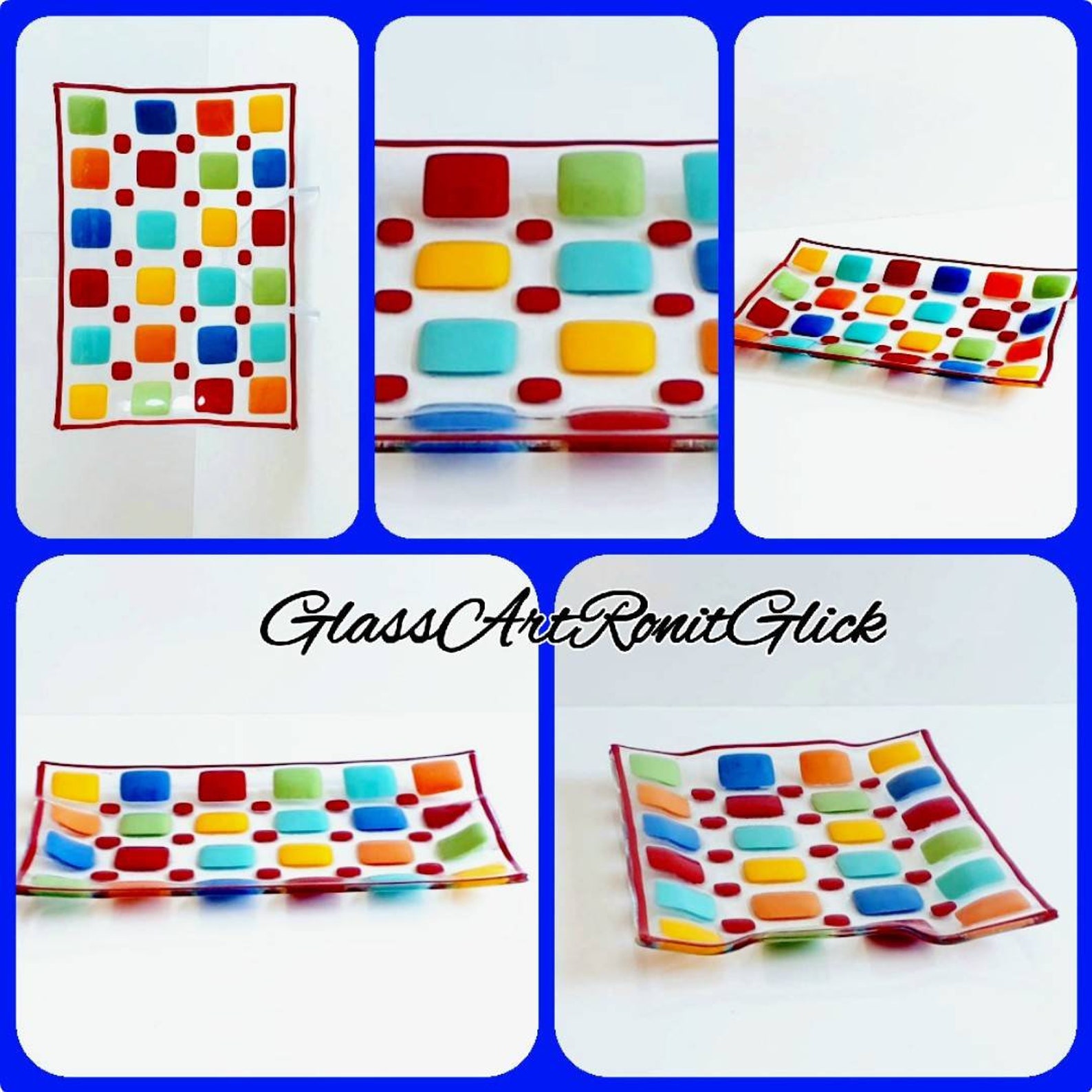 Fused Glass Serving Plate Funky Glass Centerpiece Glass - Etsy