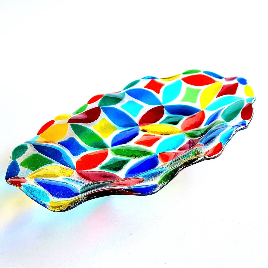 Rainbow Glass Bowl Glass Centerpiece for Dining Table - Etsy