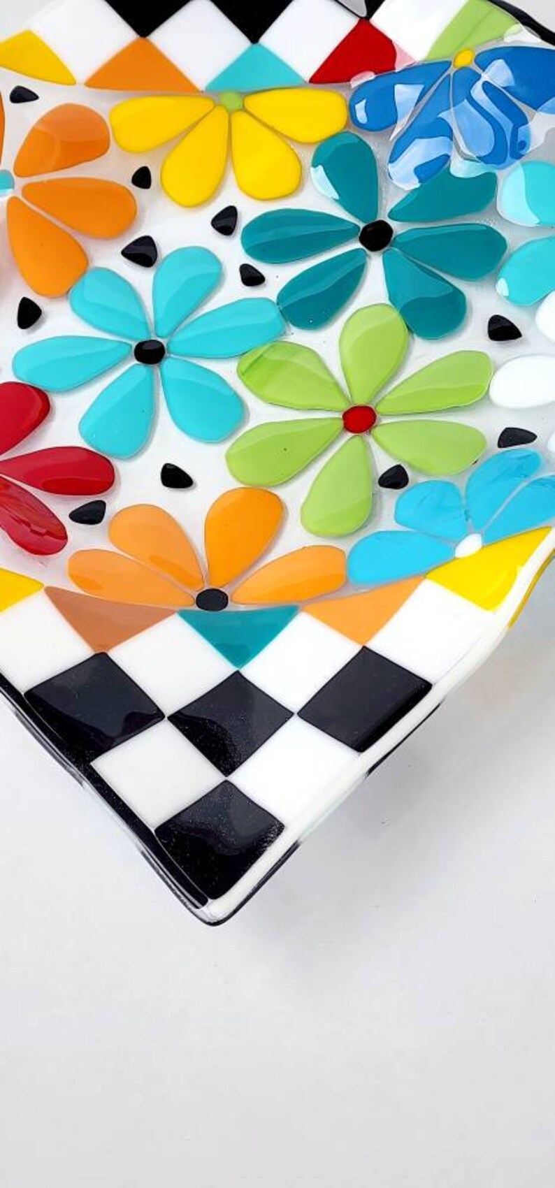 Fused Glass Art Platter, Designed Glass Tray , Dining Table Centerpiece ...
