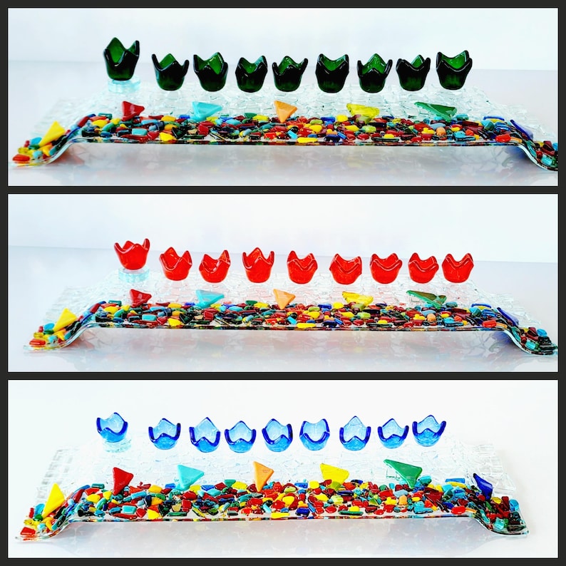 Hanukkah Glass Menorah, Bat Mitzvha Gift,jewish Gift, Made in Israel ...