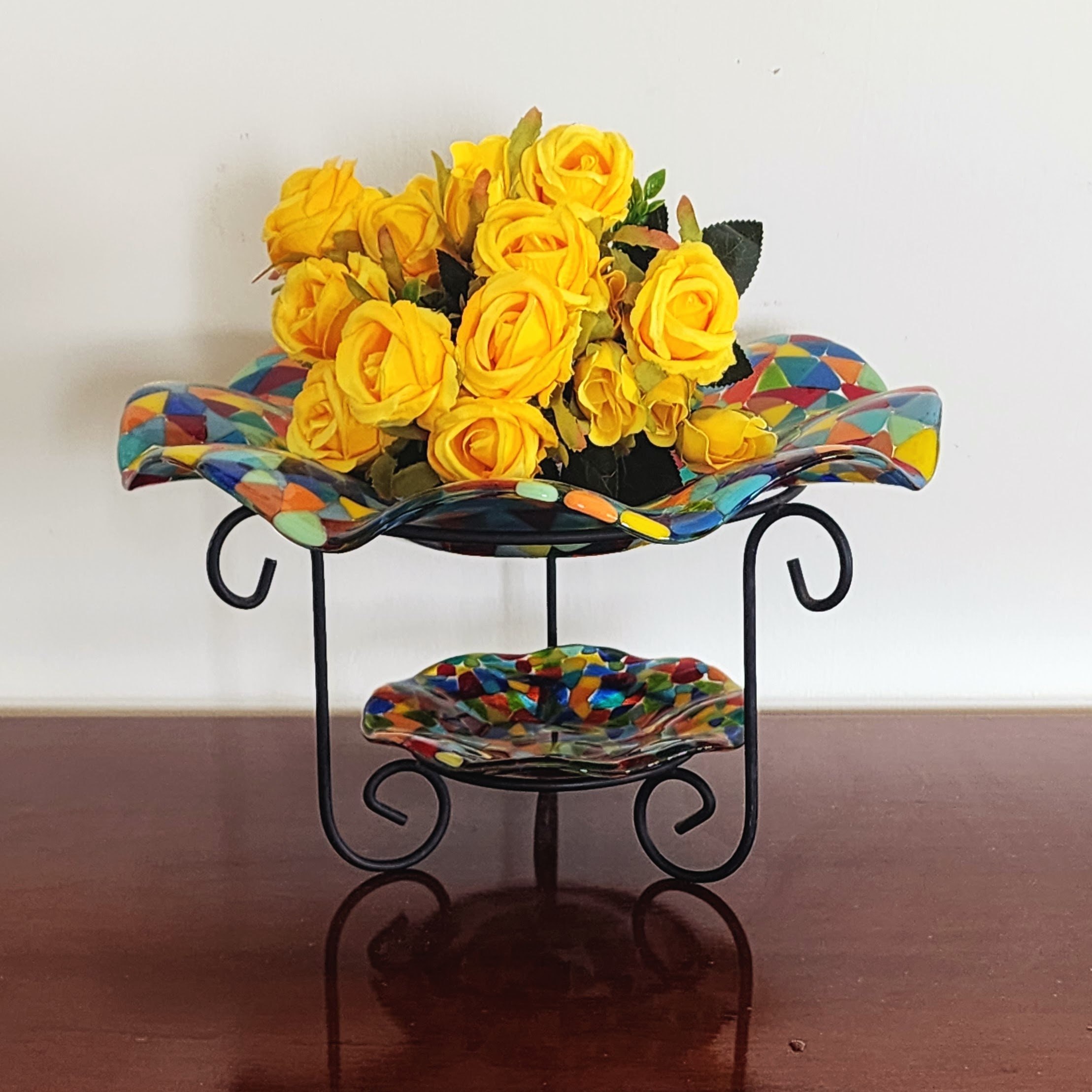 Glass Centerpiece for Dining Table, Rainbow Glass Bowl, Coffee Table ...