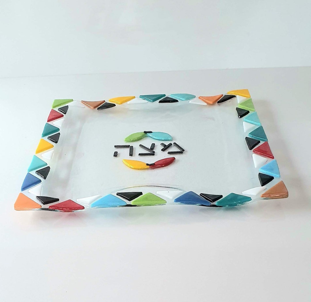 Matzah Plate for Passover, Jewish Wedding Gift ,modern Fused Glass ...
