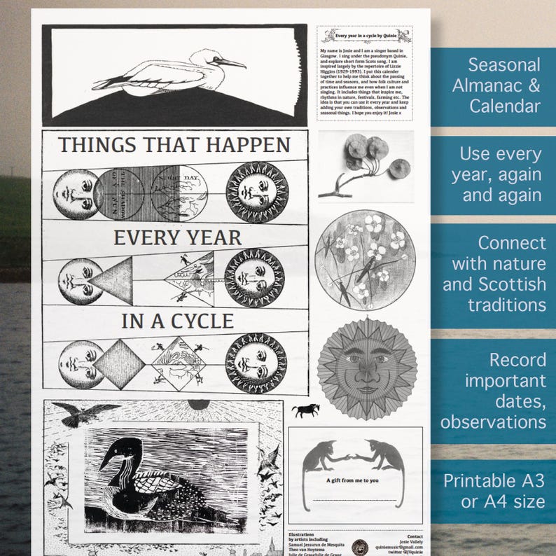 Printable Seasonal Almanac Calendar. 2025 and Forever. A3 Wall Art ...