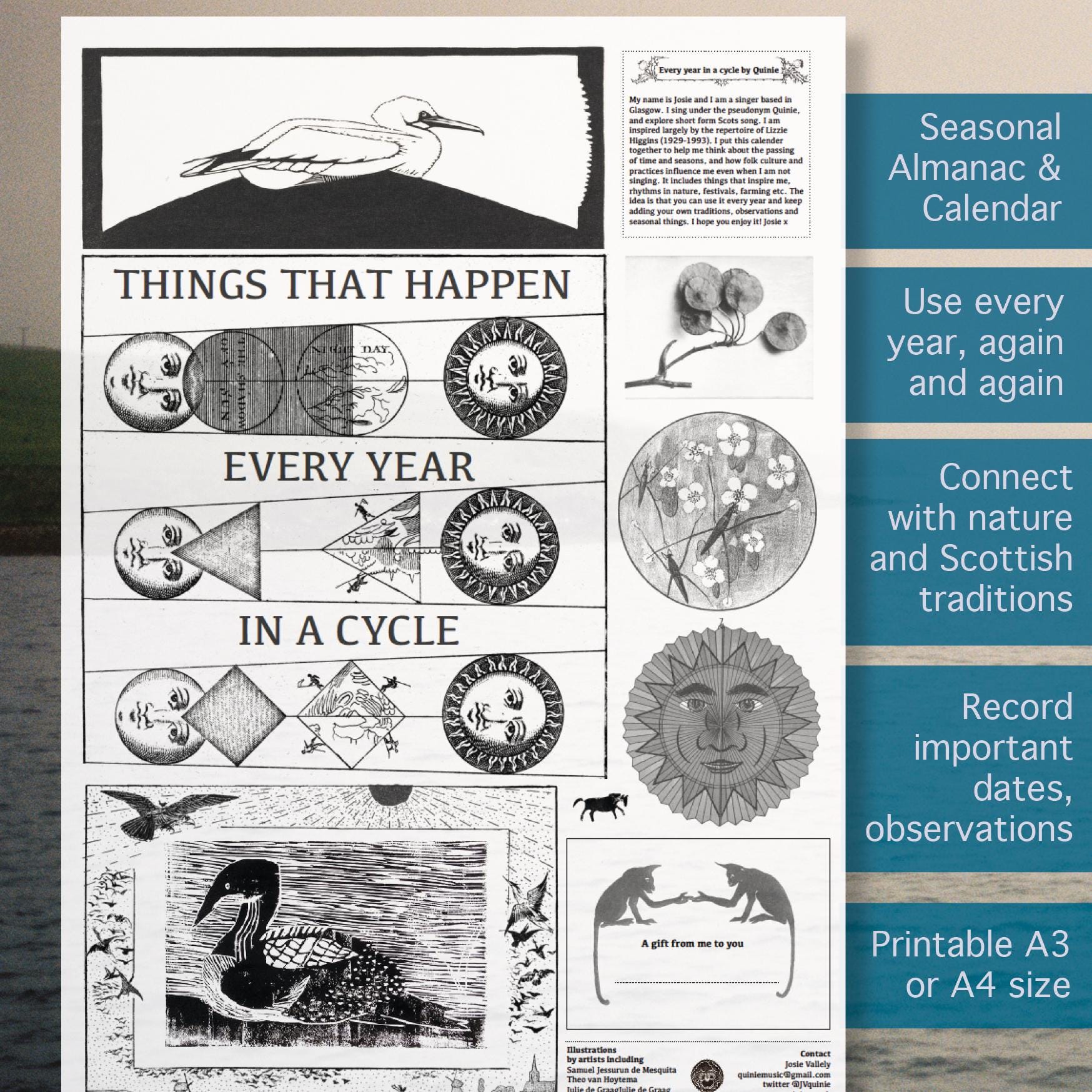 Printable Seasonal Almanac Calendar. 2025 and Forever. A3 Wall Art ...