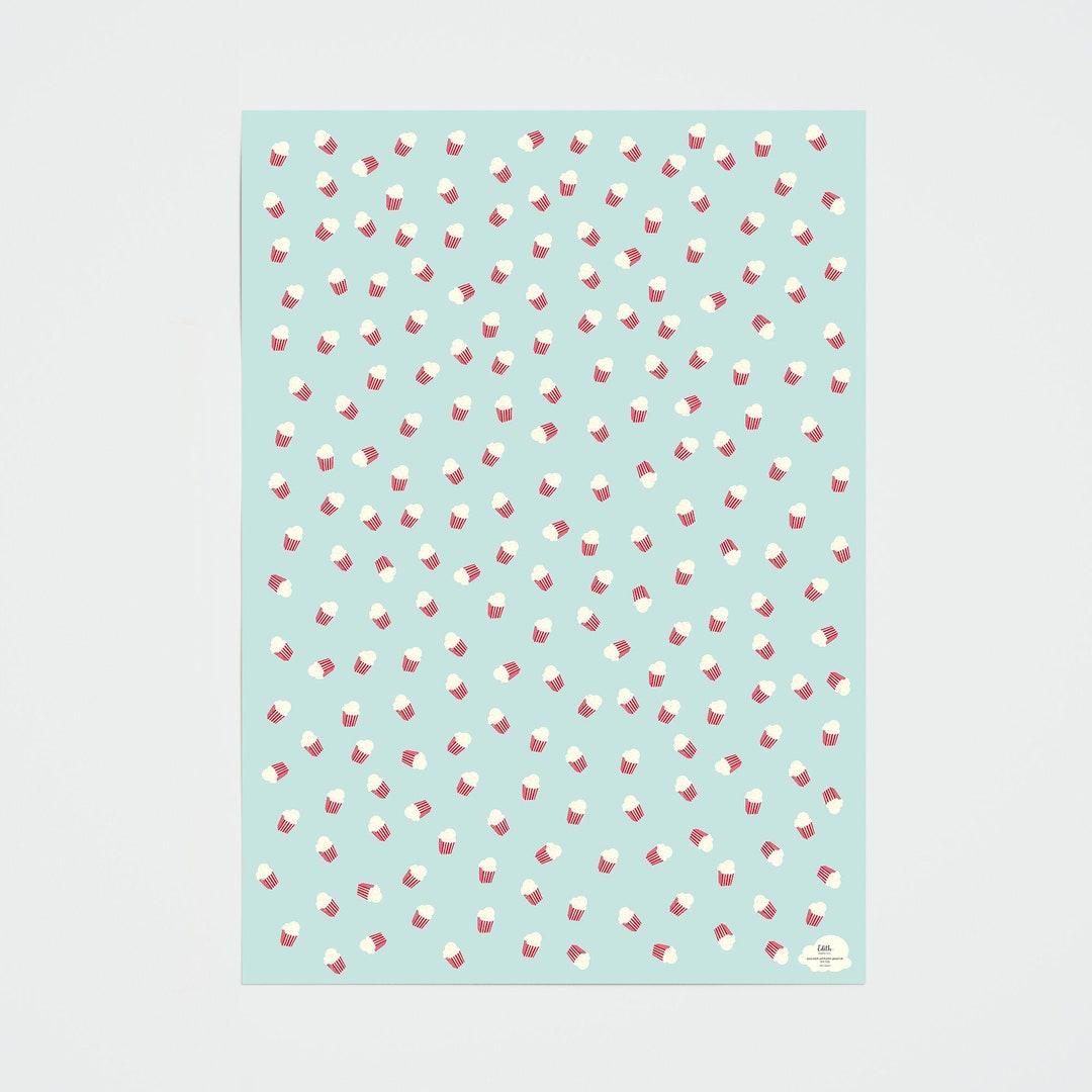 3 X Wrapping Paper Popcorn 50x 70 Cm Illustration, Birthday, Party ...