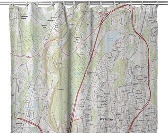 Shower Curtain Topo Map - Etsy