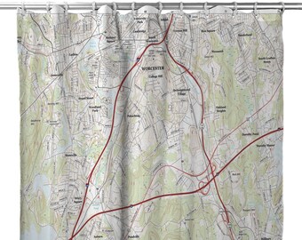 Shower Curtain Topo Map - Etsy