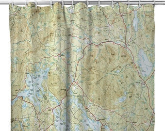 Shower Curtain Topo Map - Etsy