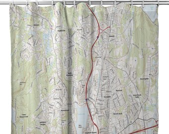 Shower Curtain Topo Map - Etsy