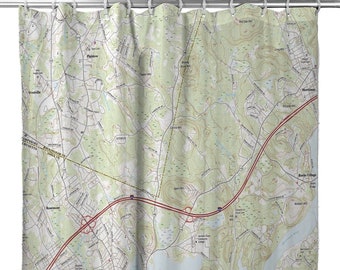 Shower Curtain Topo Map - Etsy