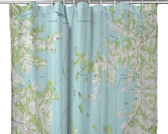Shower Curtain Topo Map - Etsy