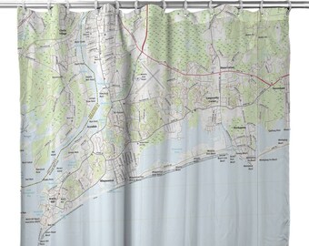 Shower Curtain Topo Map - Etsy