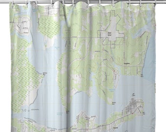 Shower Curtain Topo Map - Etsy