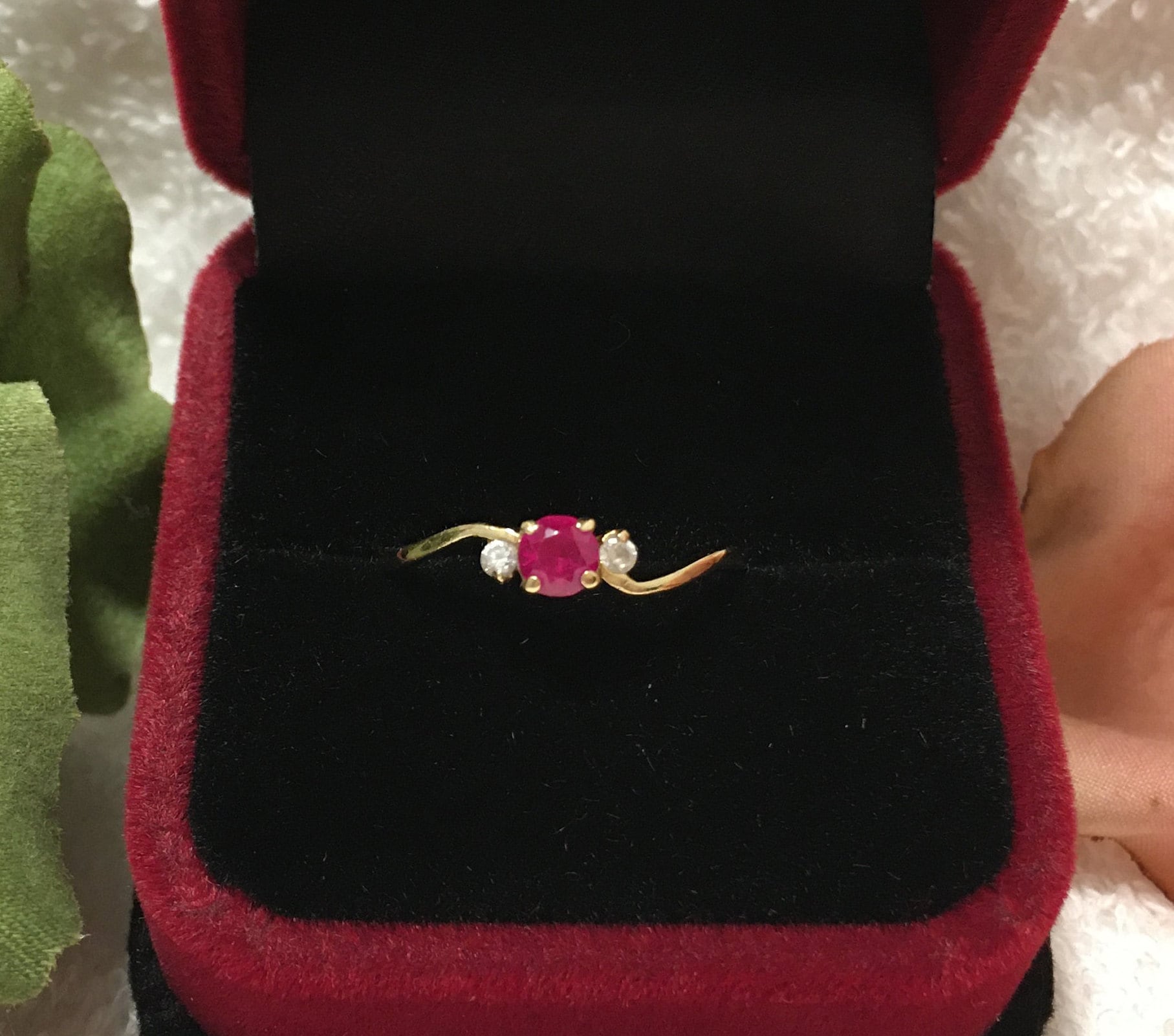 Outstanding Vintage 9ct GOLD-RUBY and Cubic ZIRCONIA Ring-Ruby | Etsy