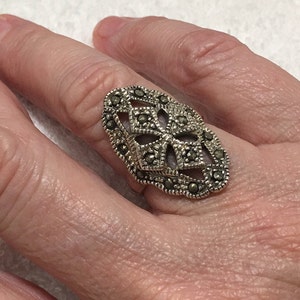 Stunning Vintage Antique ART DECO Sterling Silver and MARCASITE Ring ...