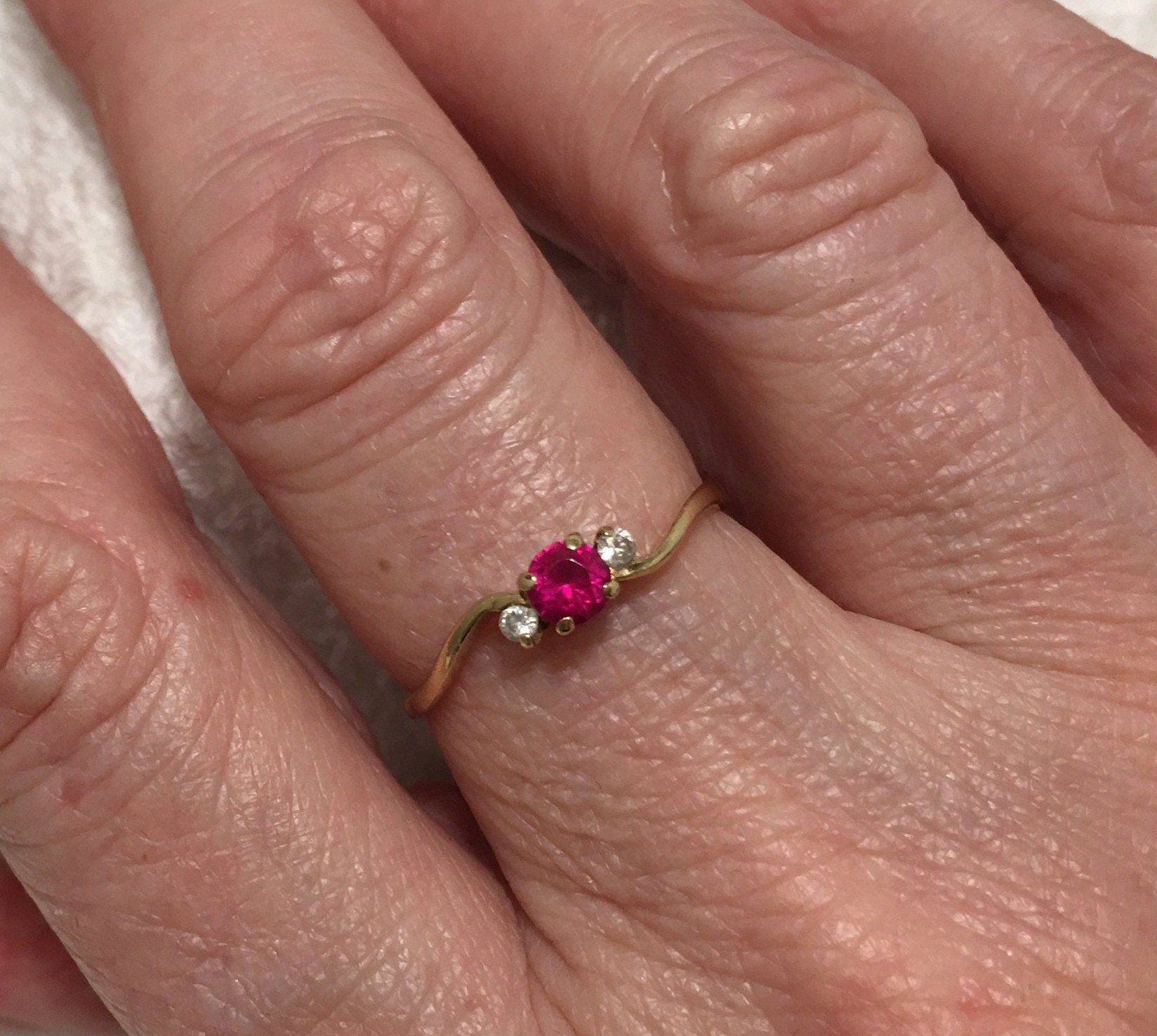 Outstanding Vintage 9ct GOLD-RUBY and Cubic ZIRCONIA Ring-Ruby | Etsy