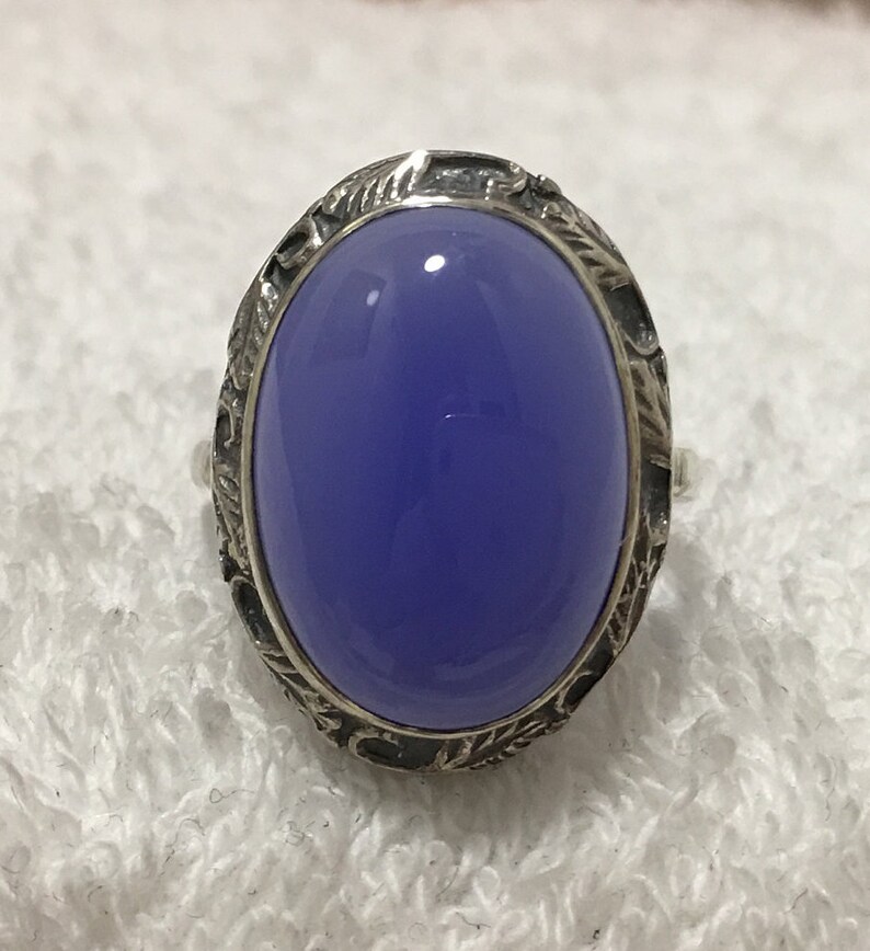 Gorgeous Vintage Sterling SILVER Retro Ring-Large Bright BLUE | Etsy