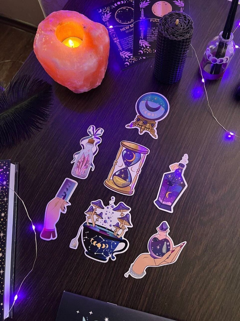 7 Stickers Set Magical Stickerpack Lunar Moon Cycle Witchy - Etsy