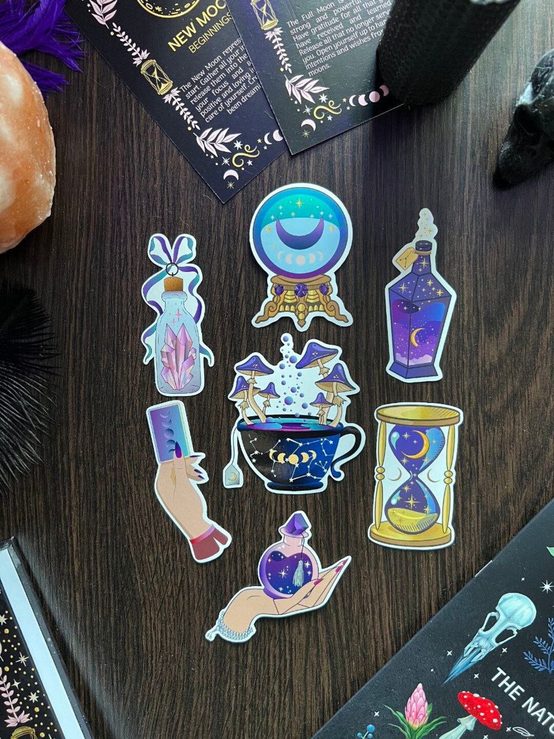 7 Stickers Set Magical Stickerpack Lunar Moon Cycle Witchy Stickers ...