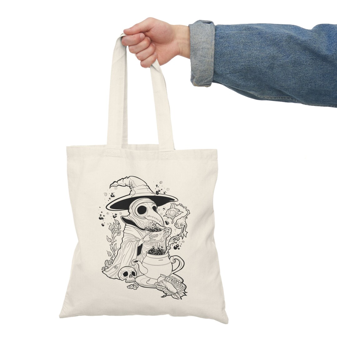 Plague Doctor Natural Tote Bag Colour Your Bag Plague Doctor Cute Bag ...