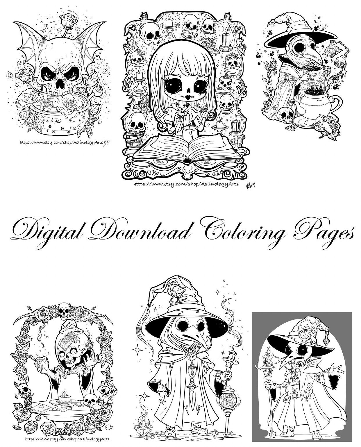 Mermaid Skullbaby Coloring Page Witchy Art Magik Gothic Cute Printable ...