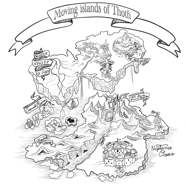 Fantasy Maps Adult Coloring Pages Fantasy Art Jpeg Zip File - Etsy