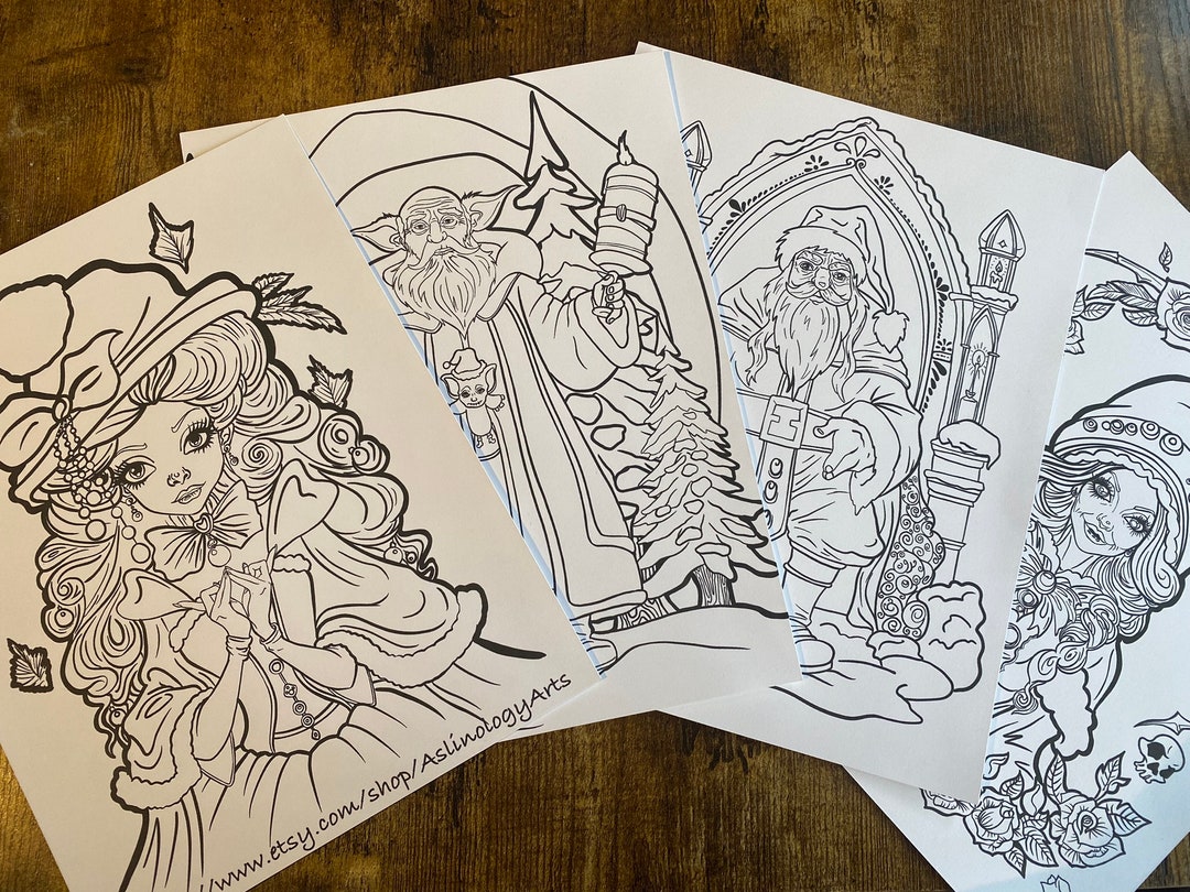 Hunted Christmas Coloring Pages Coloring Book Handdrawn Coloring Gothic ...