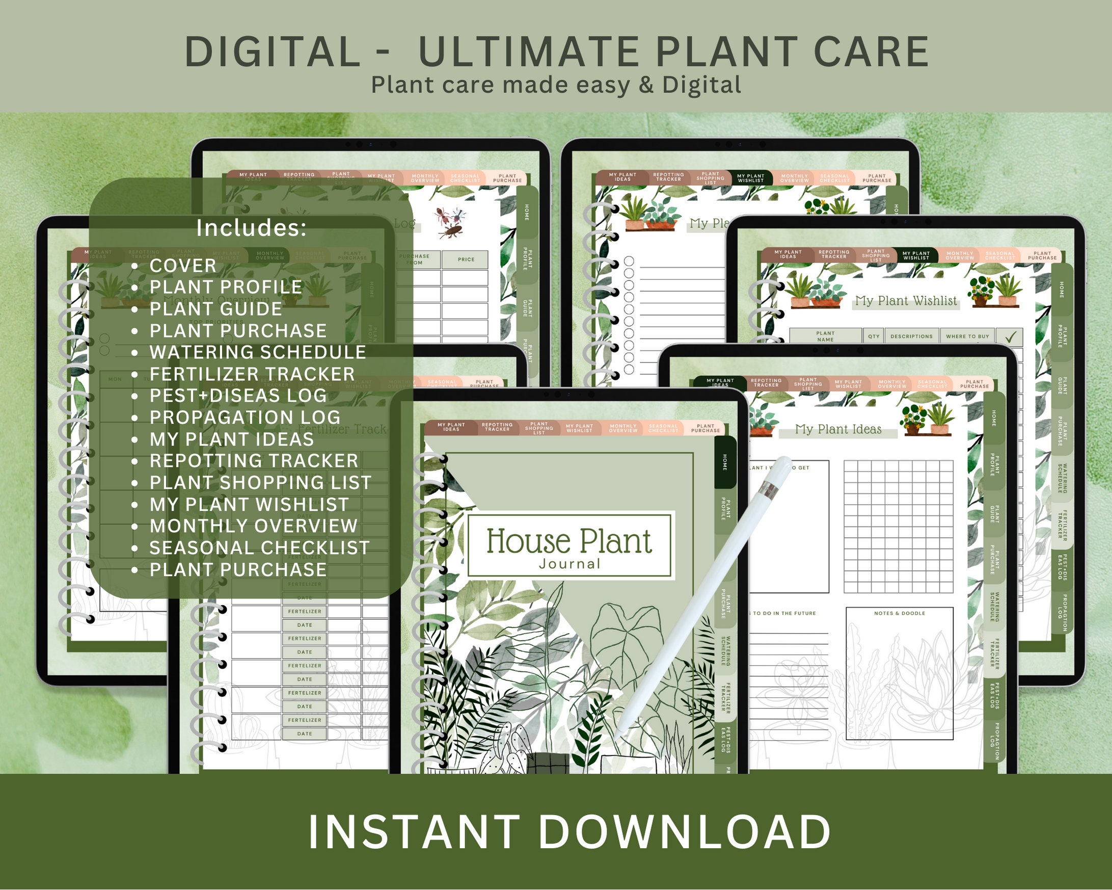 Houseplant Journal Printable Plant Care Planner Tracker Gift for ...