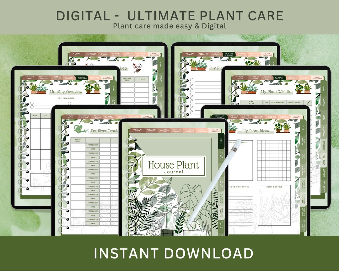 Houseplant Journal Printable - Plant Care Planner Tracker - Gift for ...