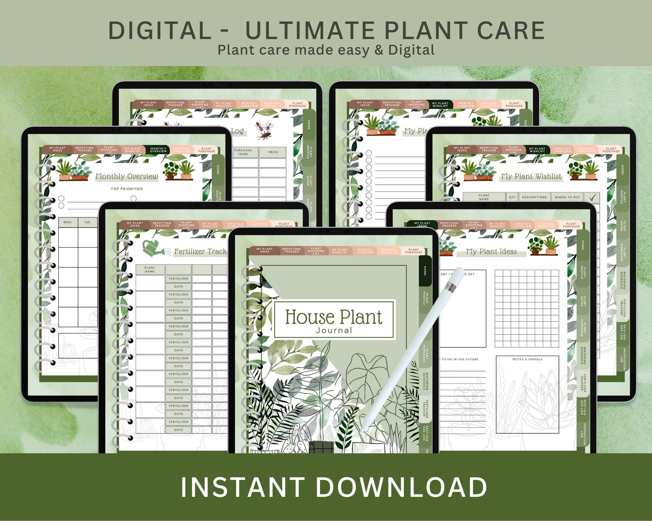 Houseplant Journal Printable - Plant Care Planner Tracker - Gift for ...