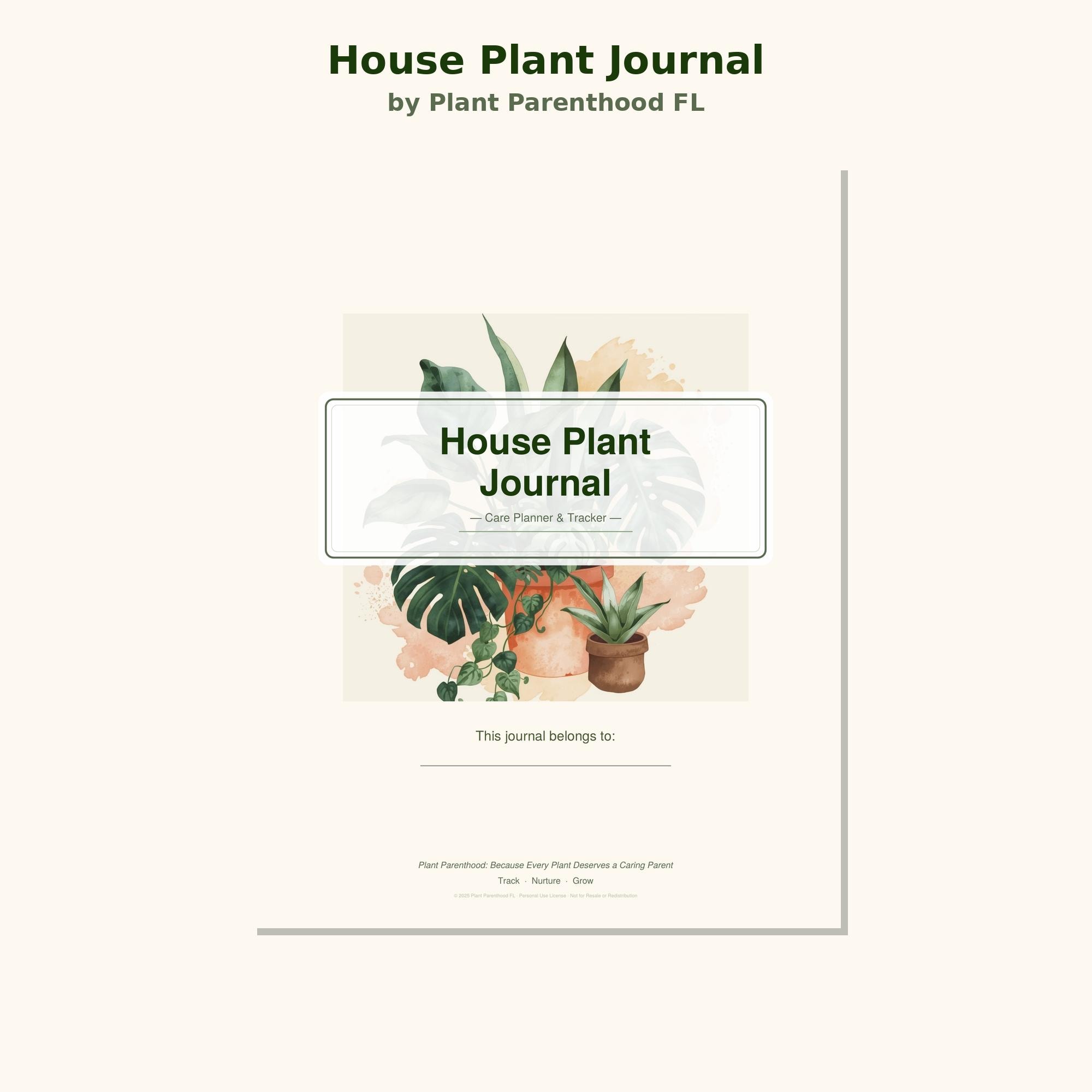 Houseplant Journal Printable PDF | Care Planner Tracker | Pet Safe ...