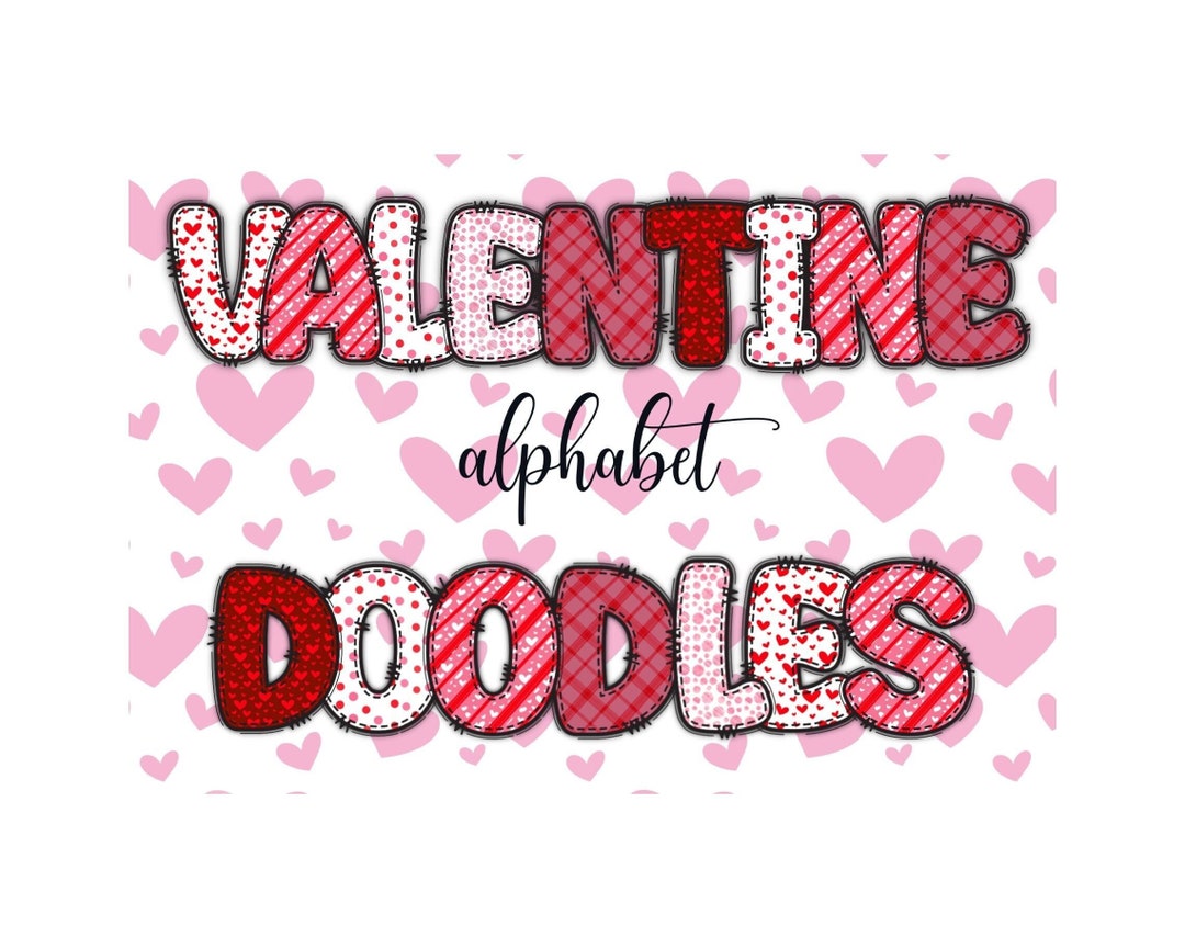 Valentine Alphabet Doodles, Valentine's Day PNG, Valentine Letters ...