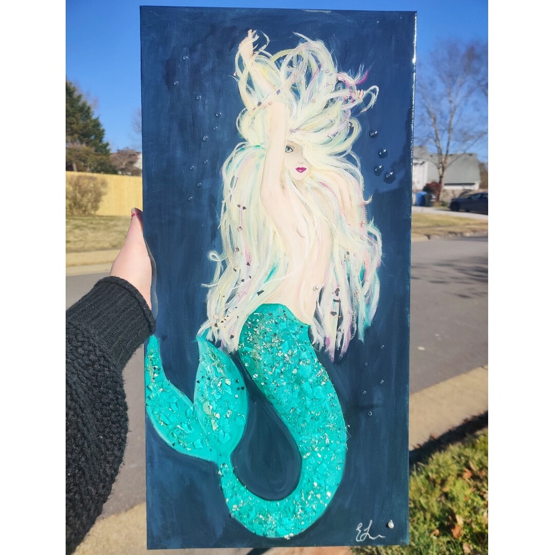 Custom Embellished Mermaid Painting - Etsy