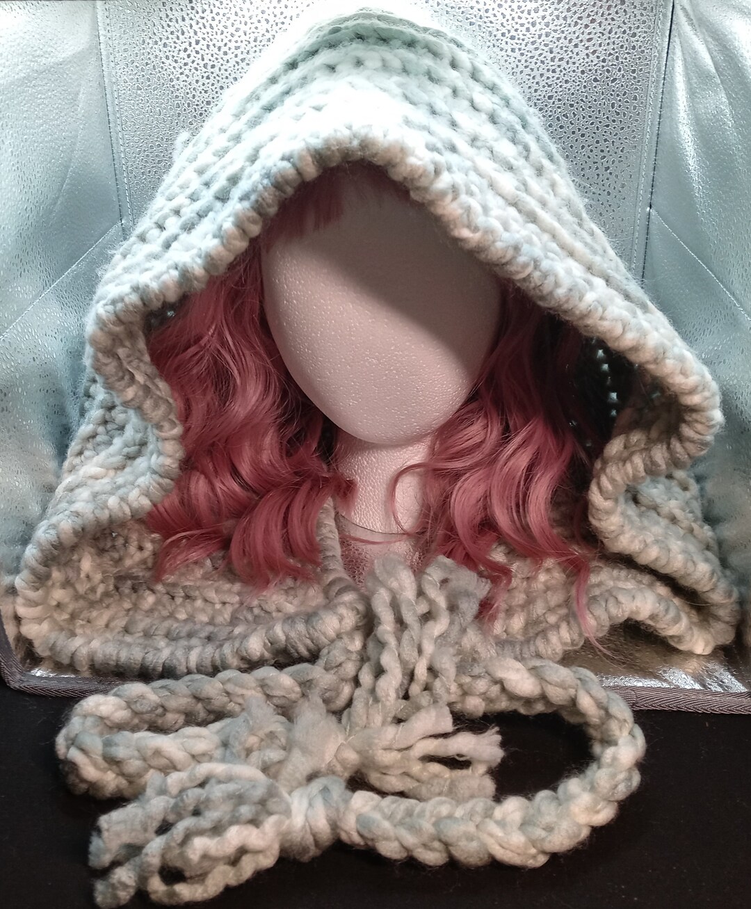 Oversized Grey Crochet Hood- Premade - Etsy