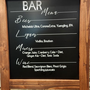Bar Menu | Custom Sidewalk Sign | A-frame Sign | Business Sign | Custom ...