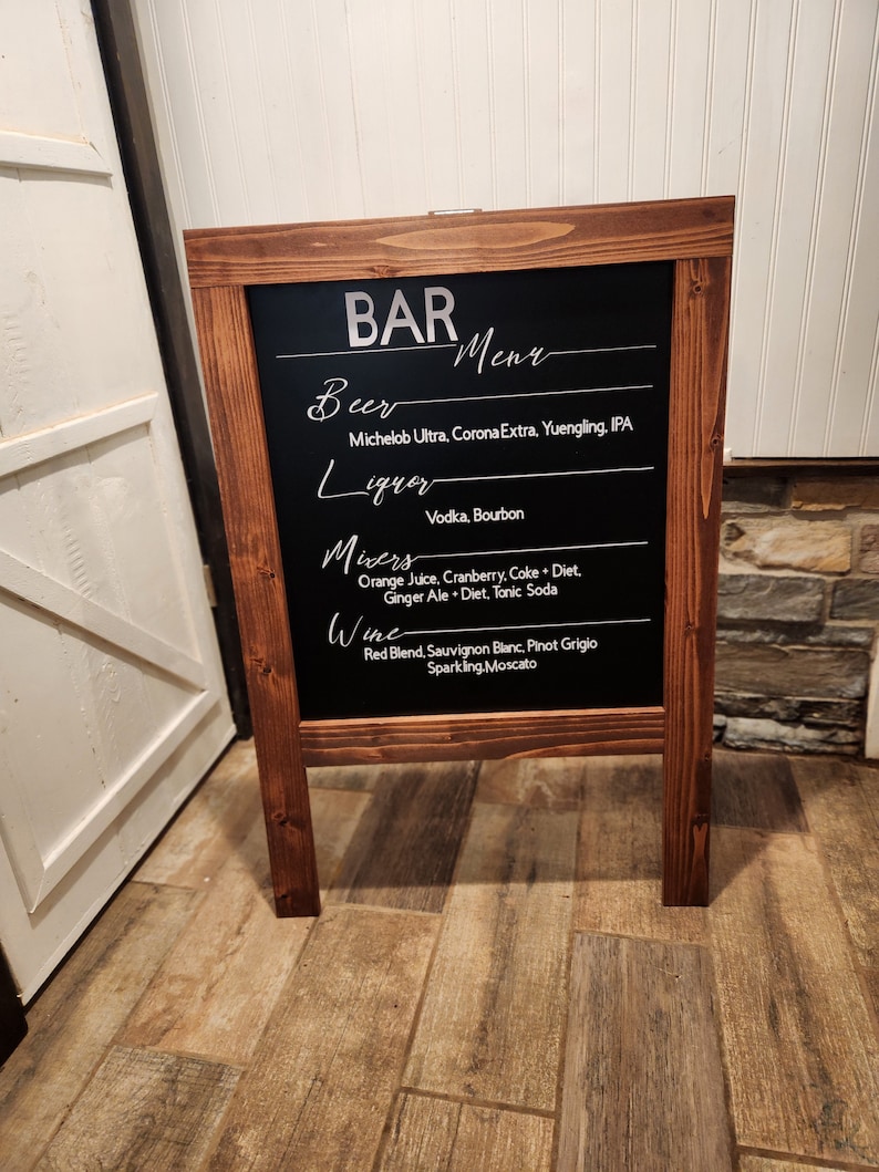 Bar Menu | Custom Sidewalk Sign | A-frame Sign | Business Sign | Custom ...