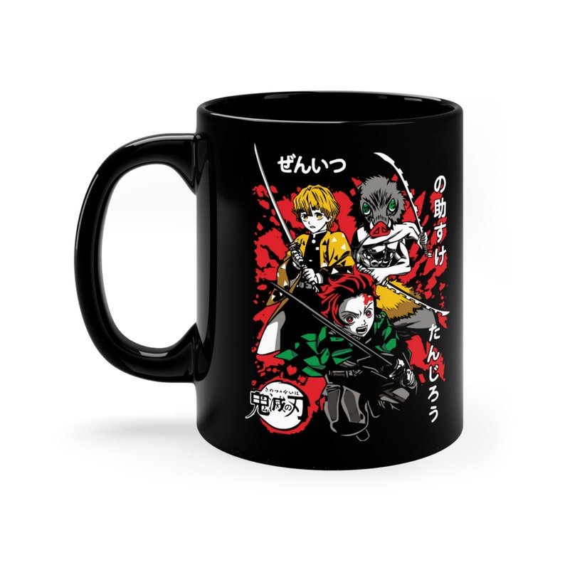 Anime Mug, Demon Anime Mug, Tanjiro Mug, Otaku Black Mug, Gift for ...