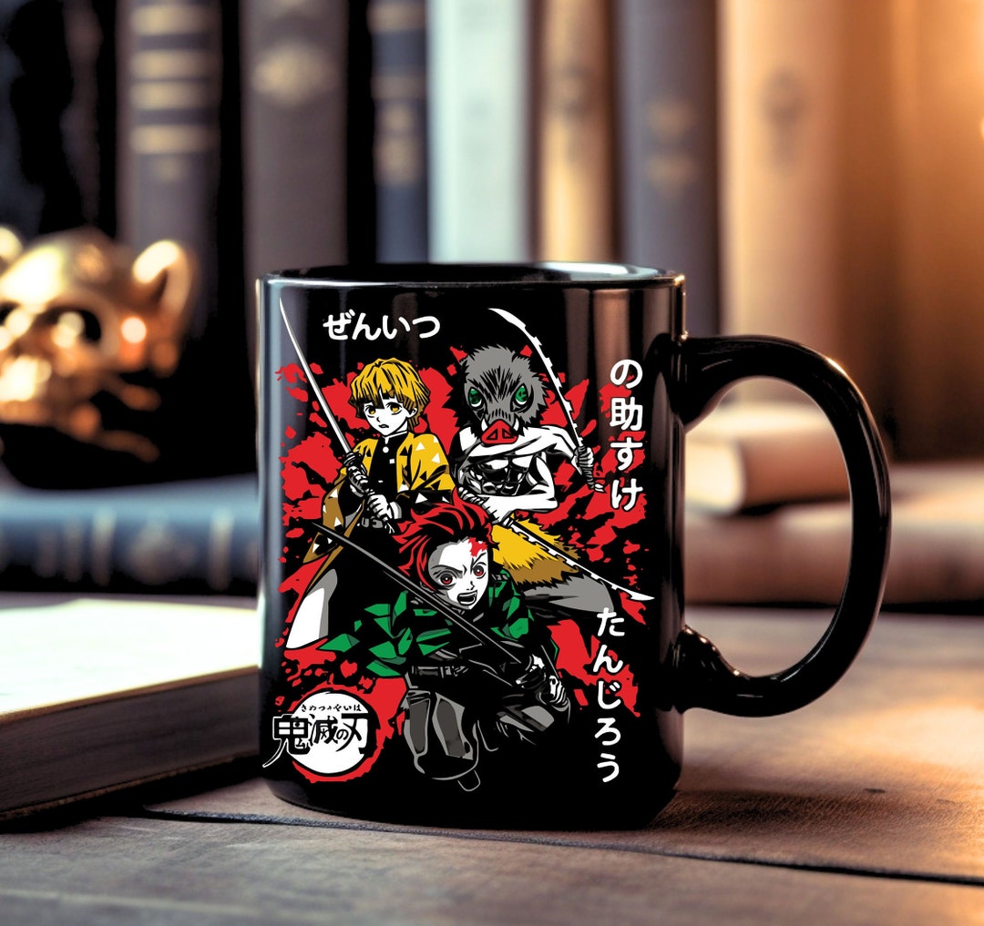 Anime Mug, Demon Anime Mug, Tanjiro Mug, Otaku Black Mug, Gift for ...