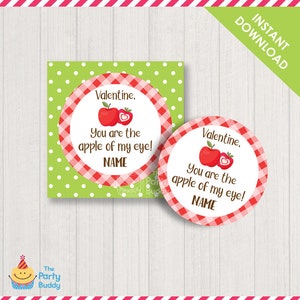Apple of My Eye Favor Tag Printable | Kids Classroom Valentine Treat ...