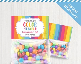 You Color My World Valentine's Day Stickers Personalized Custom ...