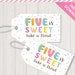 FIVE is Sweet Party Favor Tag Printable | Girls 5TH Birthday Party ...