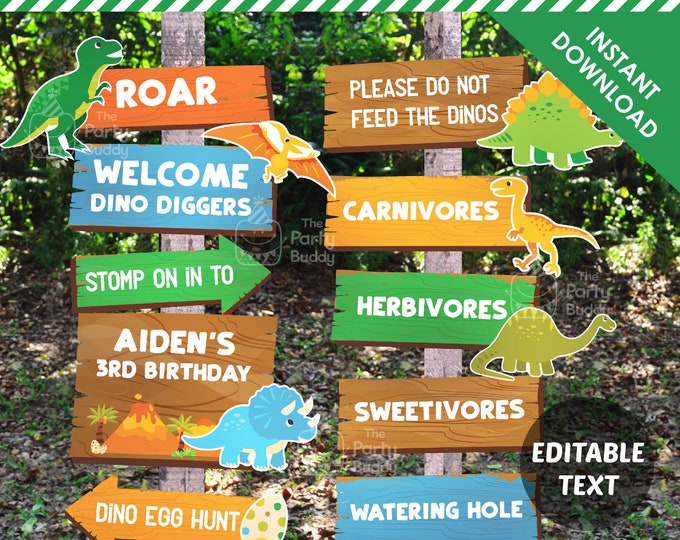 Dinosaur Dig Party Signs, Dinosaur Birthday Table Sign, Dino Sign, Dino ...