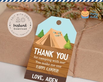 Editable Camping Favor Tag Boys Camp Birthday Smore Thank - Etsy