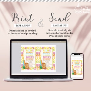 Editable Tiki Luau Invitation Aloha Hawaiian Birthday Colorful Summer ...