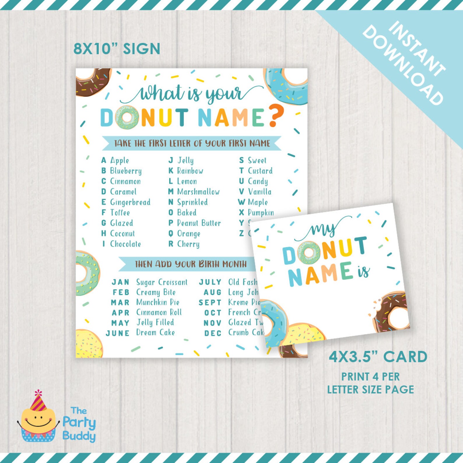 Whats Your Donut Name 8x10 Party Sign Boys Sprinkle Donut - Etsy