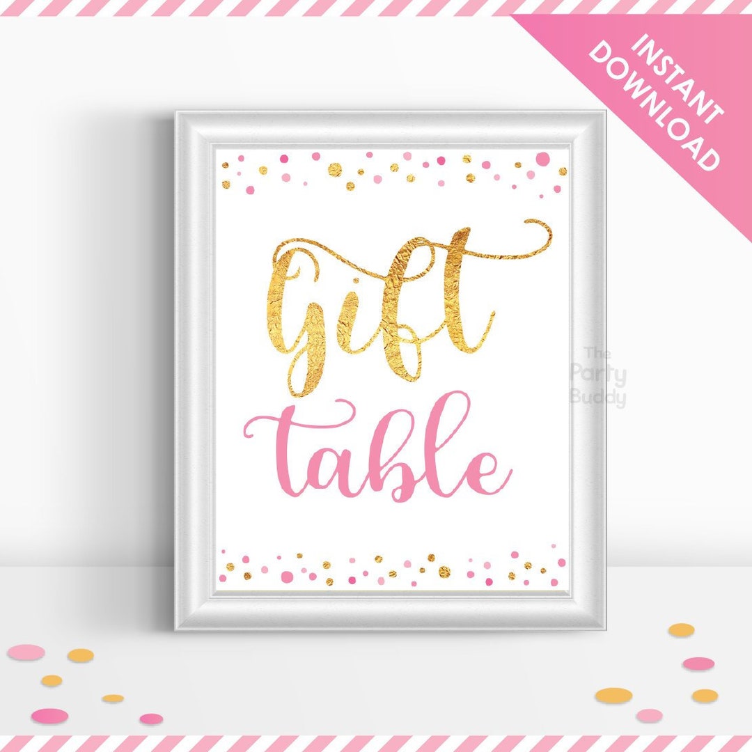 Gift Table Sign 8x10 Poster | Pink Gold | Birthday Party Baby Shower ...