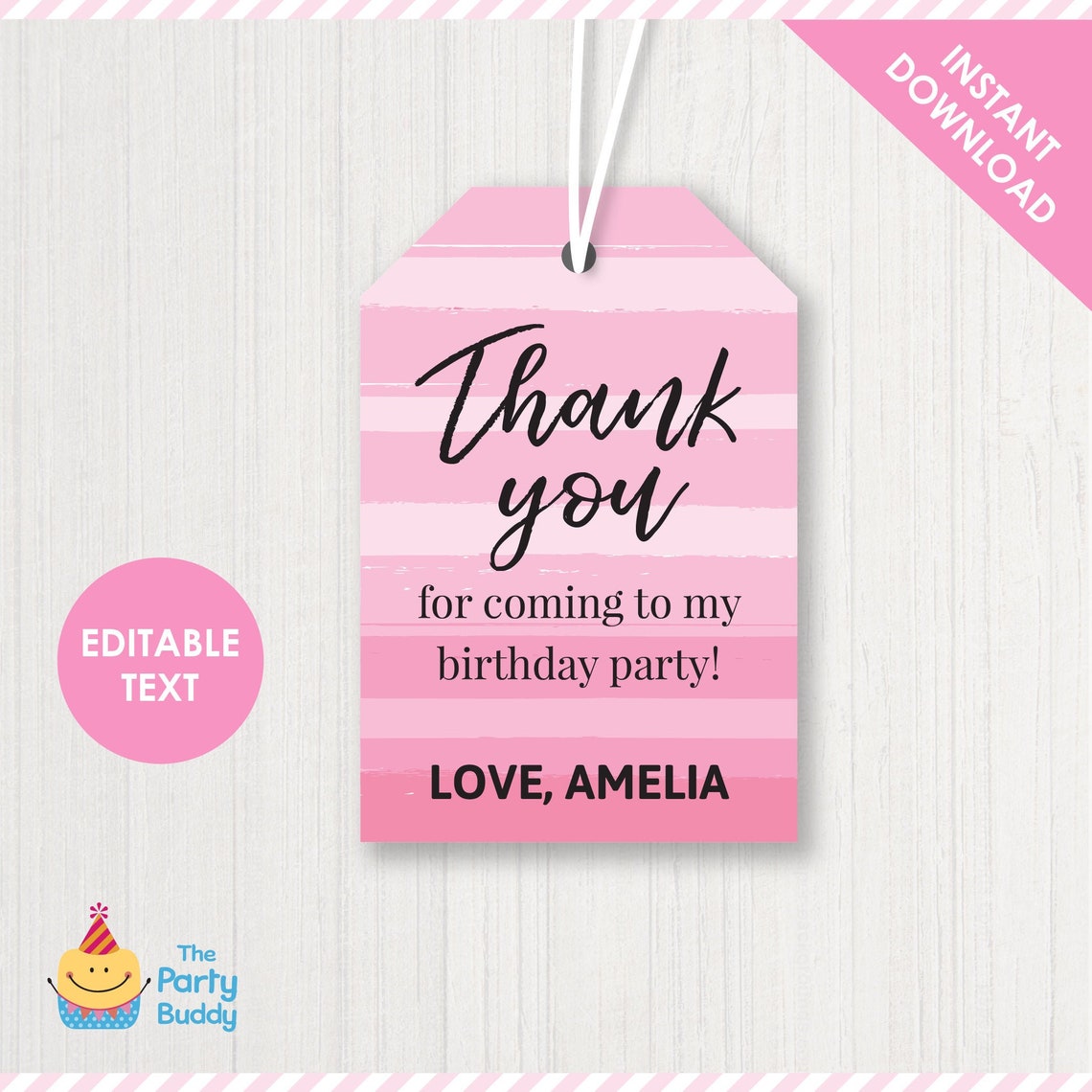 Thank You for Coming Favor Tag Pink Birthday Party Bridal - Etsy