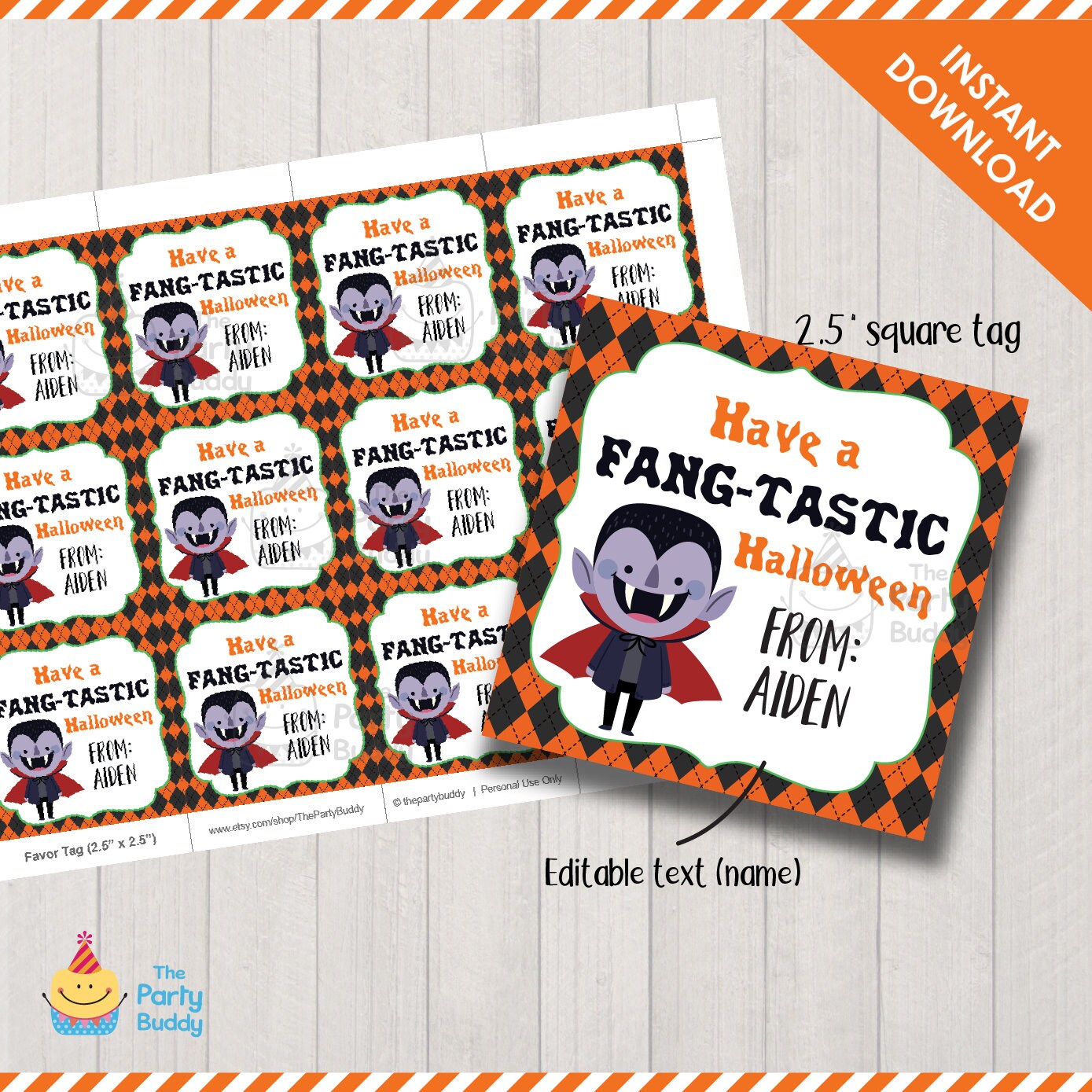 Fangtastic Halloween Favor Tag Instant Download Boys Vampire - Etsy